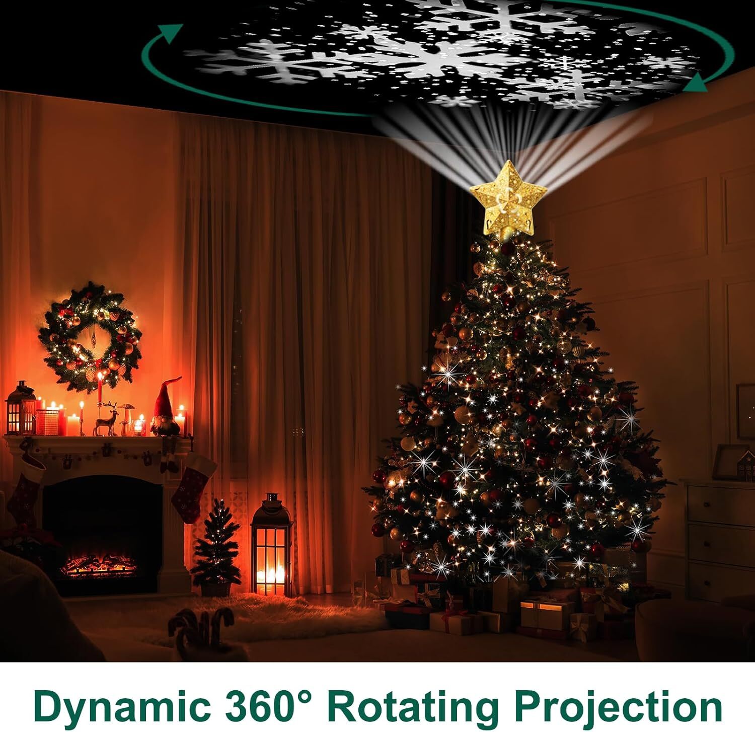 Christmas Star Tree Topper Lighted with Projector Tree Toppers ...