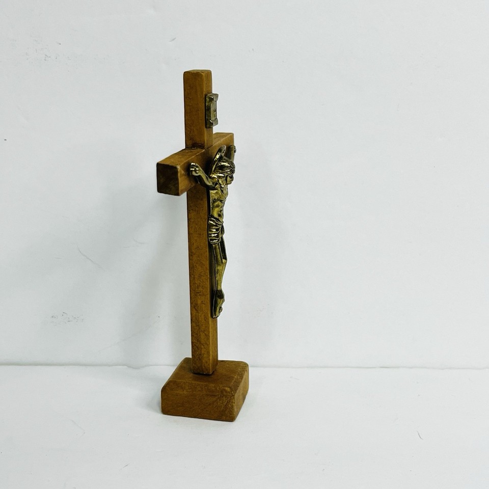 crucifix inri table top wood and metal 4.5 inch lw jesus catholic ...