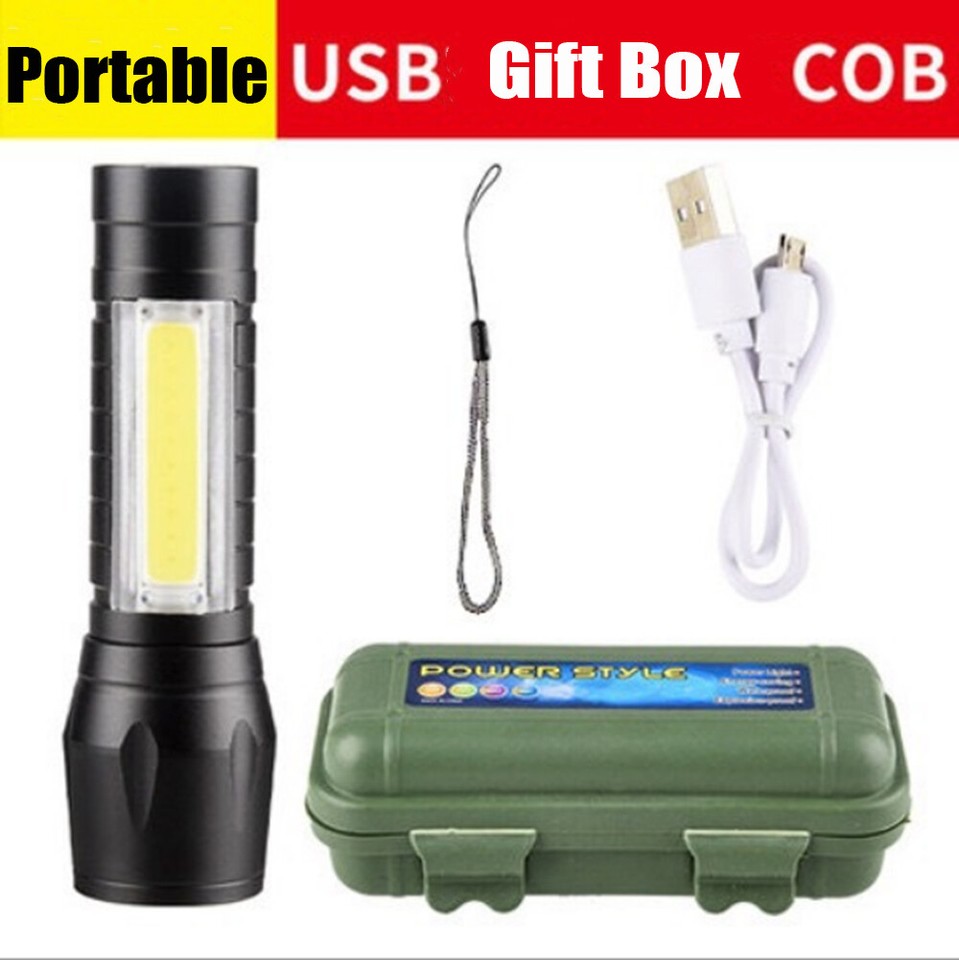 2 Pack LED Flashlight Super Bright Torch USB Rechargeable Lamp High ...
