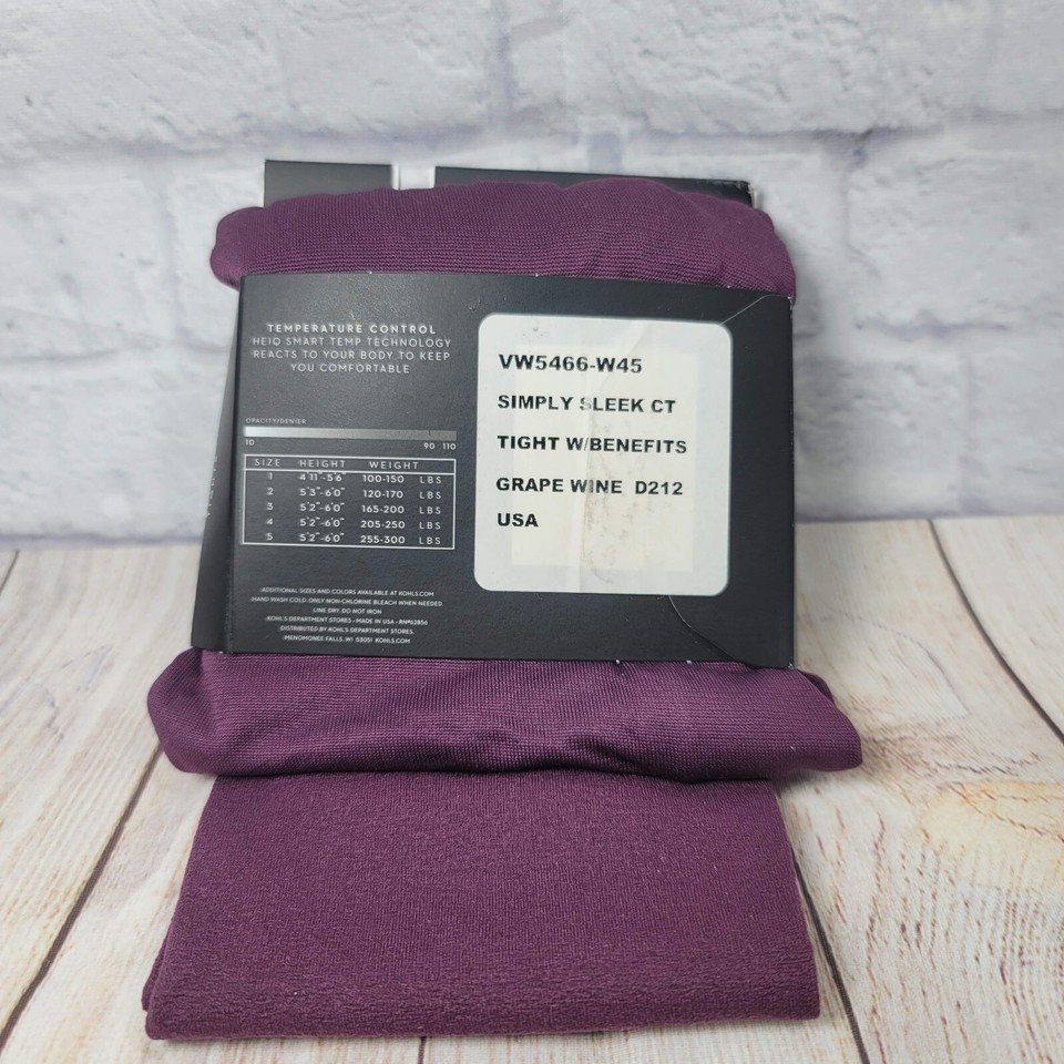 NEW Simply Vera Wang Size 2 Grape Wine Super Opaque Control Top LUXURY ...