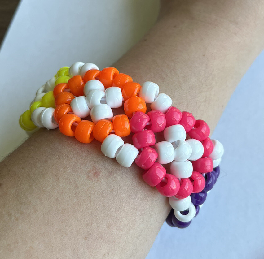 2D DNA Neon Rainbow Kandi Cuff Bracelet Rave PLUR EDM Festival Pride ...