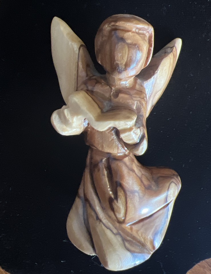 Hand Made Olive Wood Small Praying Angel Statue, Made in Bethlehem,The ...
