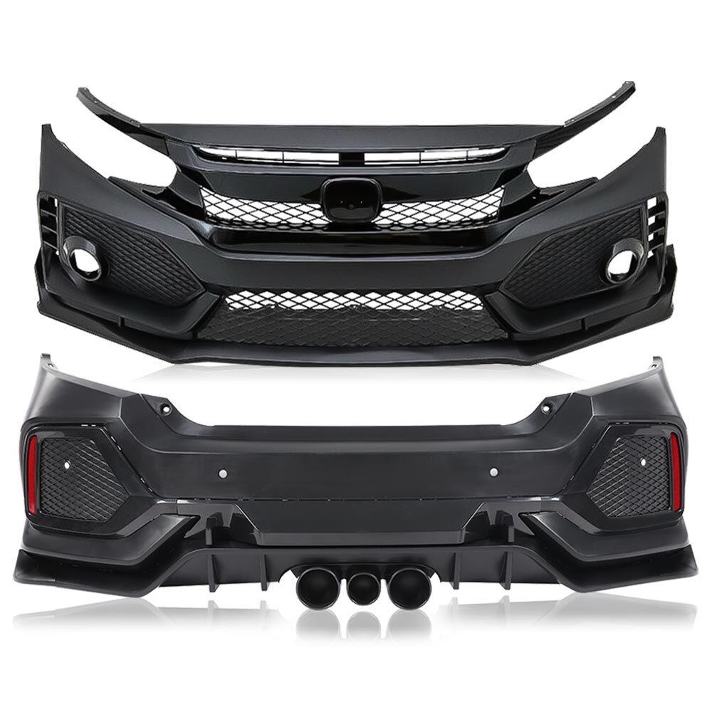 Fit For 2016-2021 Honda Civic Type-R Style Front & Rear Bumper Cover ...