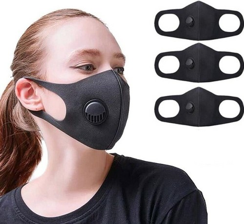 3 X Breathable Air Flow Mask Washable Face Mouth Protection With Filter ...