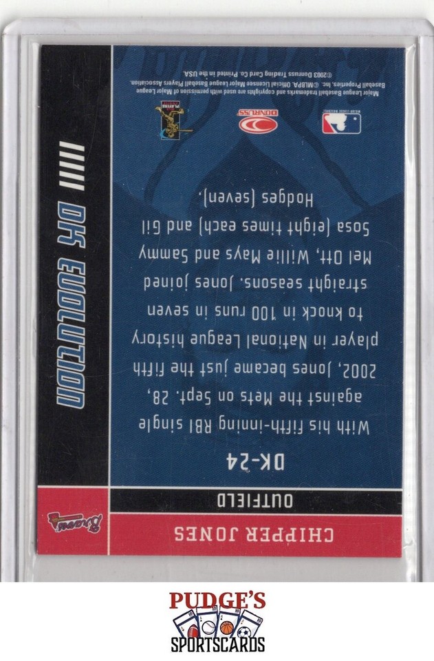 Chipper Jones 2003 Donruss Diamond Kings DK Evolution #DK-24 - K1948 | eBay
