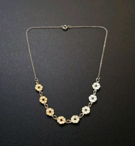 Volmer Bahner Denmark Sterling Silver Enamel Flower Pendant Necklace ...