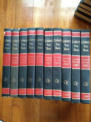 Vintage Collier's Yearbook 10 volume Lot 1966 -1974 Old Books Library ...