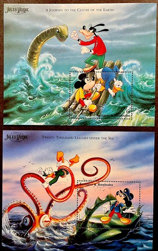ANTIGUA JULES VERNE DISNEY STAMPS SS SET 1996 MNH 20,000 LEAGUES UNDER ...