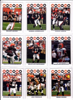 Cleveland Browns 2008 Topps Team Set (12) w/RCs Derek Anderson Jamal ...