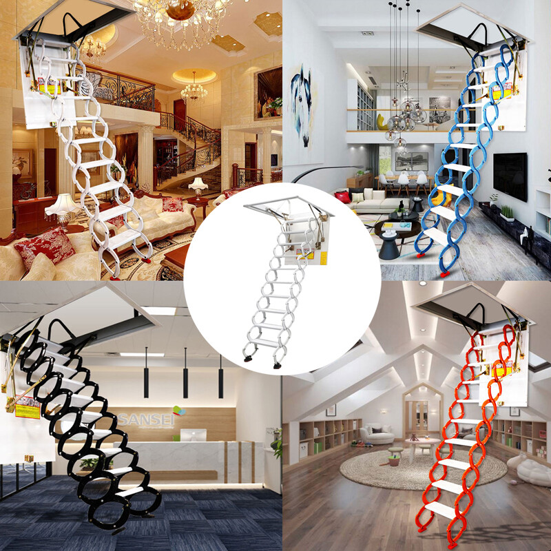 Hidden Telescopic Folding Ladder Attic Loft Wall Ladder Stairs ...