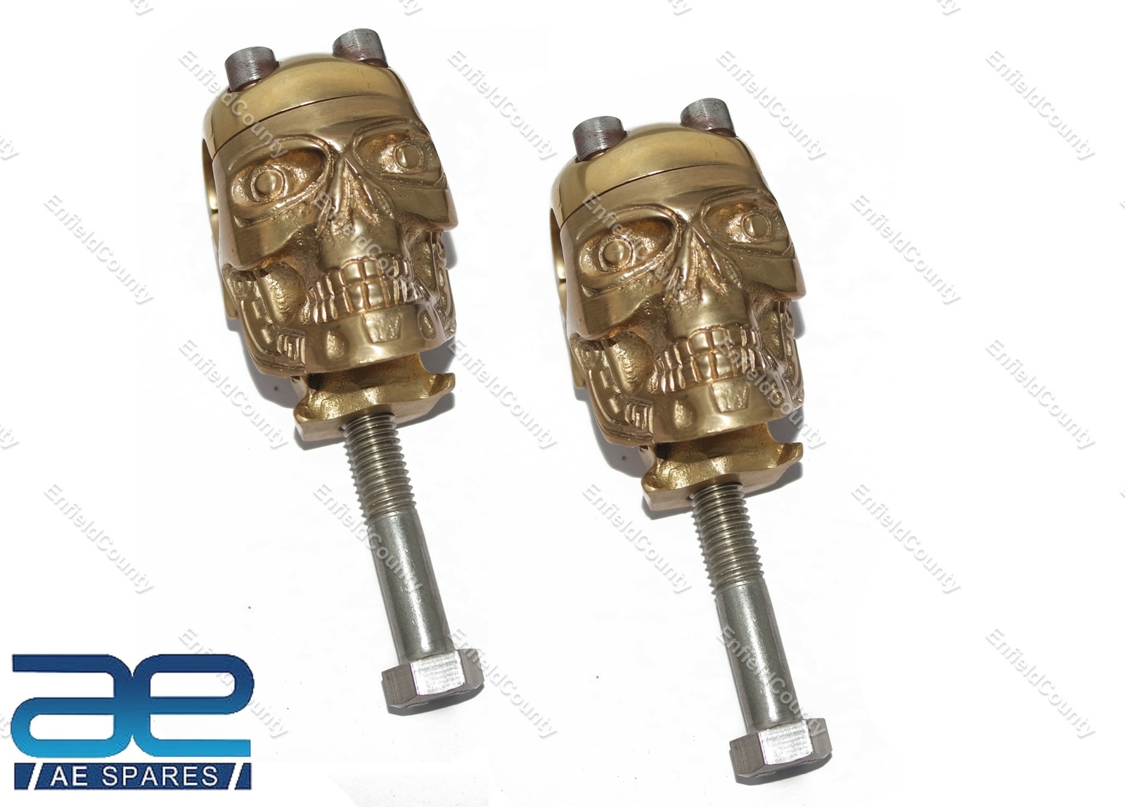 Skull Custom Brass Old School 1" Handlebar Risers for Harley Bobber ...