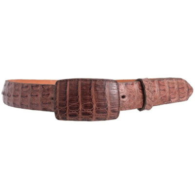 White Diamond Caiman Crocodile Belt Brown Leather Lining Genuine ...