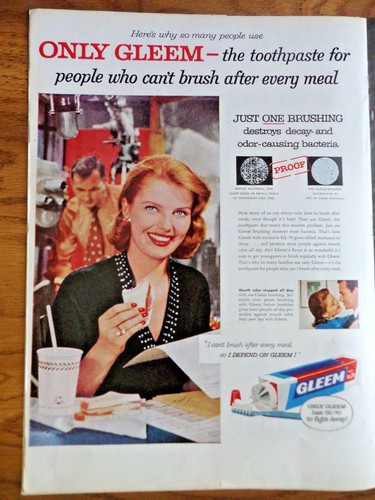 1956 Gleem Toothpaste Ad Lady in the Music Studio | eBay