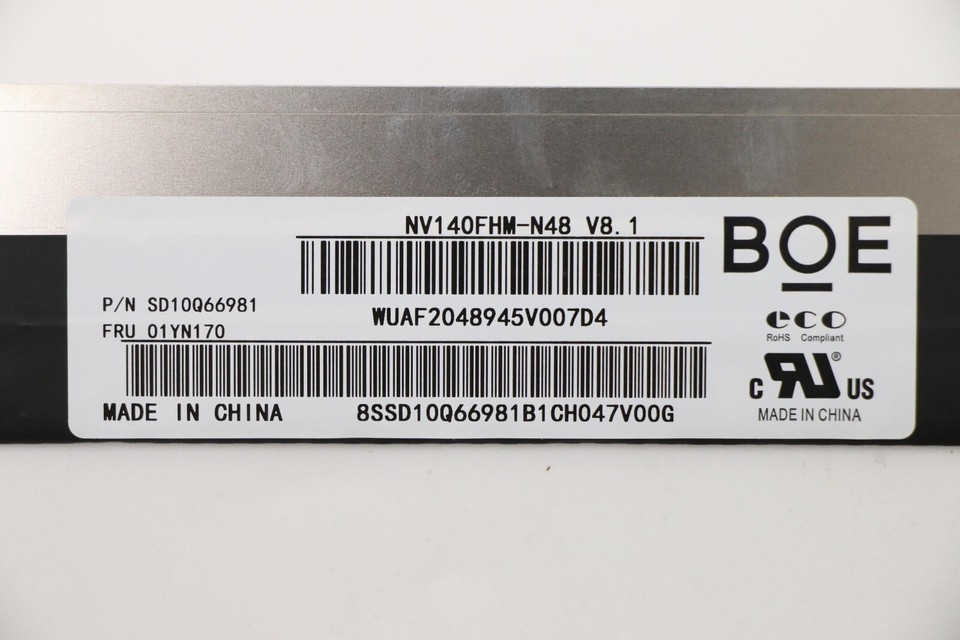 Lenovo FRU 01YN170 PN SD10Q66981 NV140FHM-N48 V8.1 IPS Matte FHD LCD ...