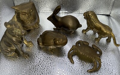 SOLID BRASS ANIMAL FIGURINES LOT OF 6 | eBay