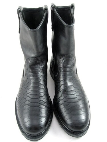 Allen Edmonds "DALLAS" Roper Boots 9.5 D Black Snake Print Leather ...