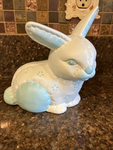 VTG Ceramic Mold Quilt/patchwork in blues Bunny Rabbit 1986 hand ...