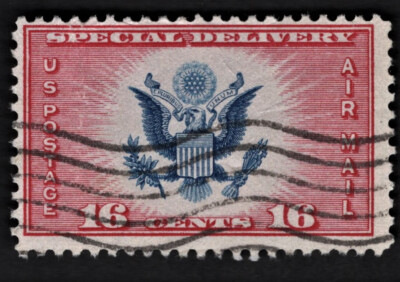 US Stamp Scott #CE2, 1936, 16c, Red & Blue, Air Special, Used, F/VF, $1 ...