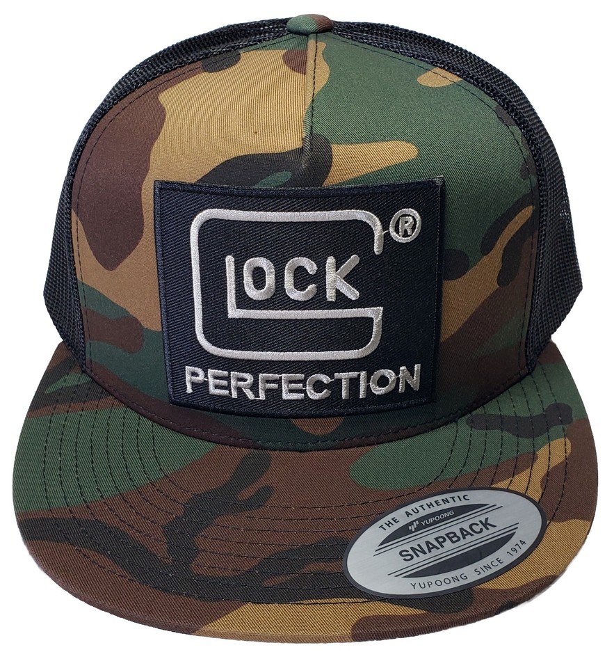 GLOCK Embroidered Patch Trucker Hat/YP Classics 6006 Flatbill Camo ...