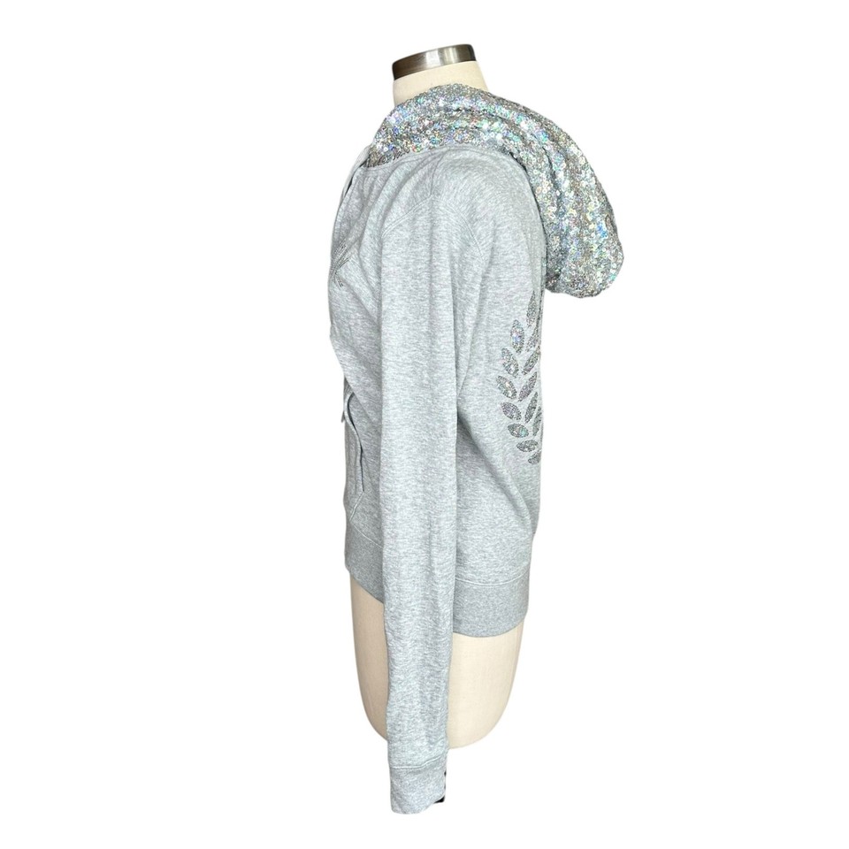 VICTORIAS SECRET VS PINK Gray Sequin Hooded Sweatshirt Women's Size ...