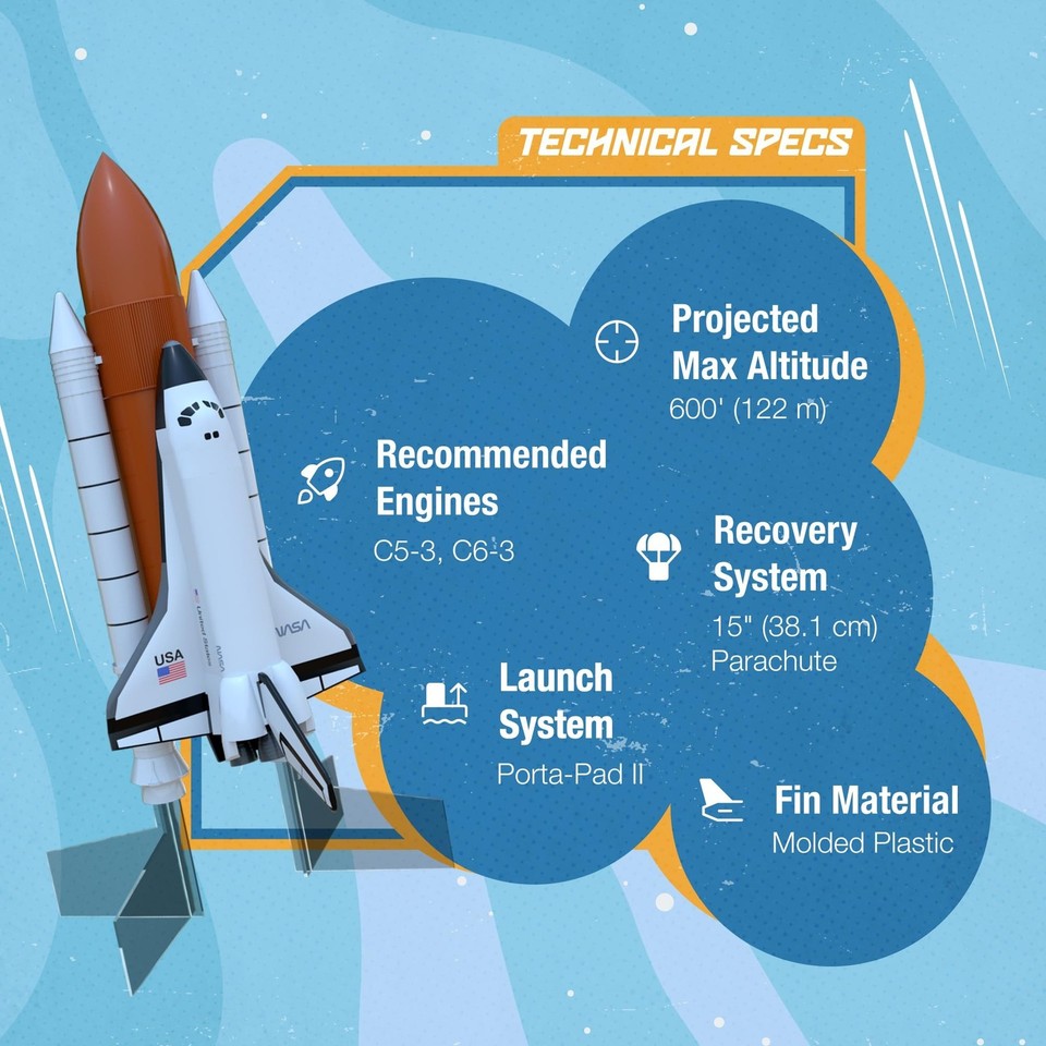 Estes 009991 Space Shuttle Model Rocket - Launch Up to 600 ft - Replica ...