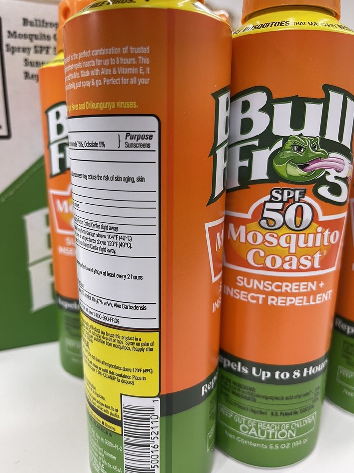 6 Pack (5.5oz each) BullFrog SPF 50 Mosquito Repel & Sunscreen EXP 1/27 ...