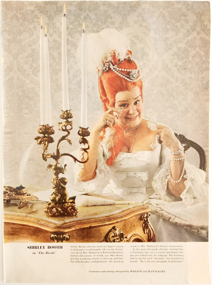1958 Shirley Booth Mrs Malaprop Richard Sheridan The Rivals Theatre ...