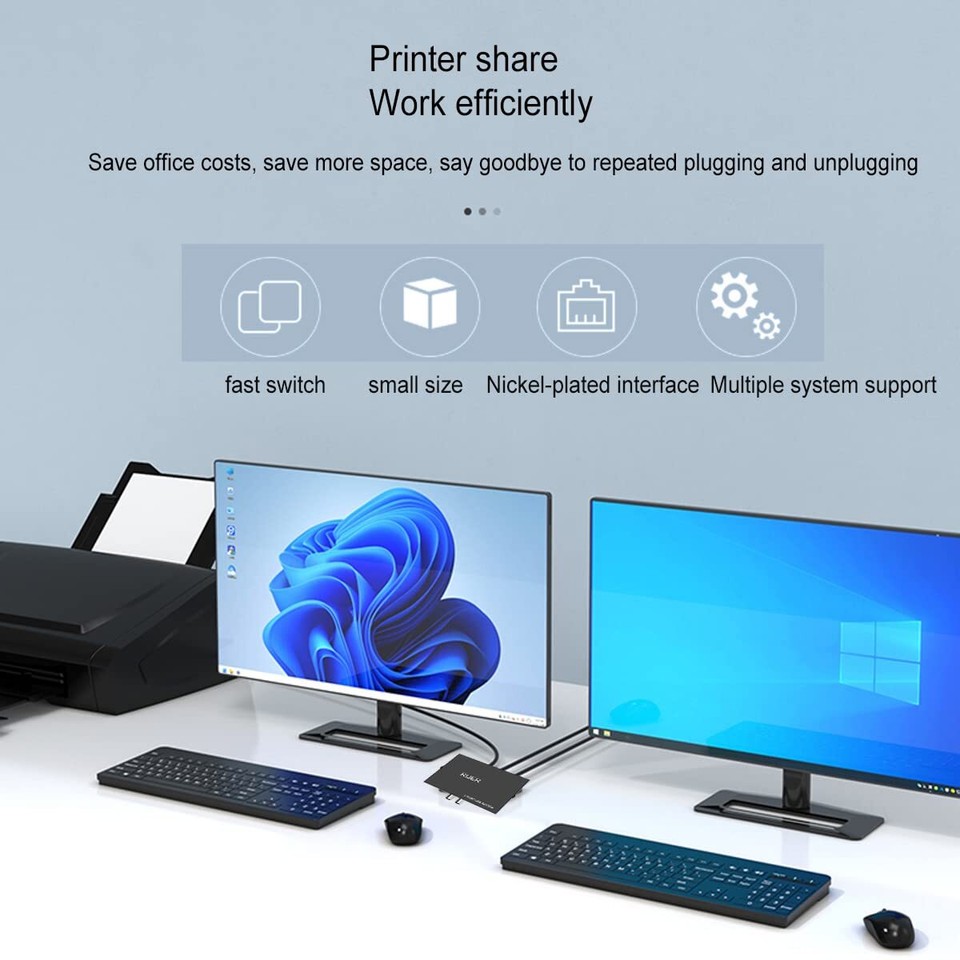 Printer Cable Splitter one Printer Two Computers, 2 Port USB Switch ...