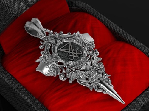 925 Sterling Silver Sigil of Lucifer Pendant Church of Satanic Satan ...