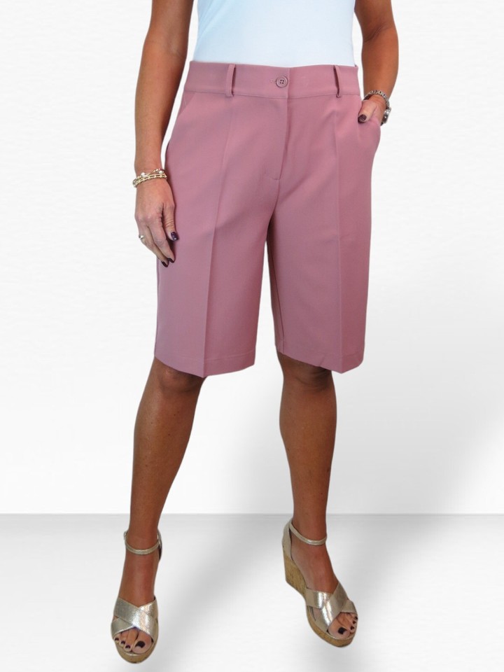 Ladies High Waist Tailored Knee Length Shorts Summer Smart Casual Day ...