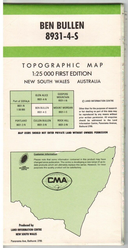 Ben Bullen , NSW, Topographic Map, 8931-4-S, 1:25 000, 1st Edition ...