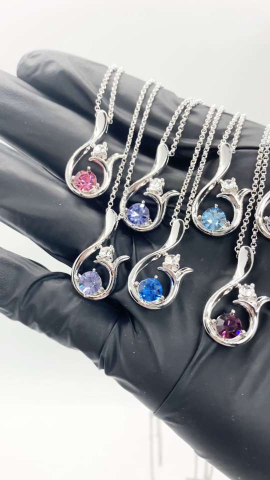 Amethyst "February" Purple Swarovski Elements Crystal Necklace 18K Gold ...