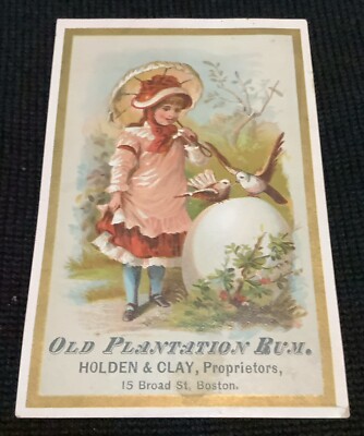 Old plantation rum Victorian vintage trade card Boston MA Holden & Clay ...