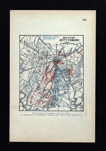Civil War Map Battle of Gettysburg Pennsylvania July 3 Cemetery Ridge ...