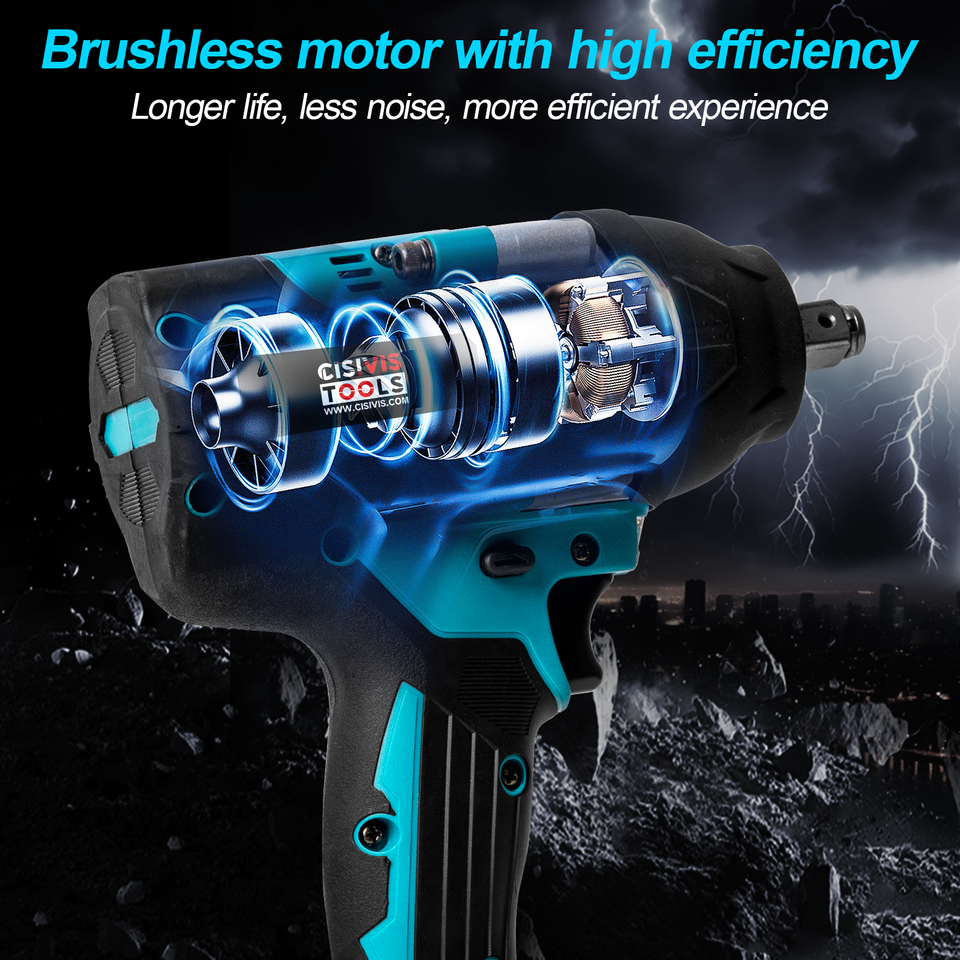 2000Nm 1/2" Cordless Electric Impact Wrench Drill Ratchet Driver For ...