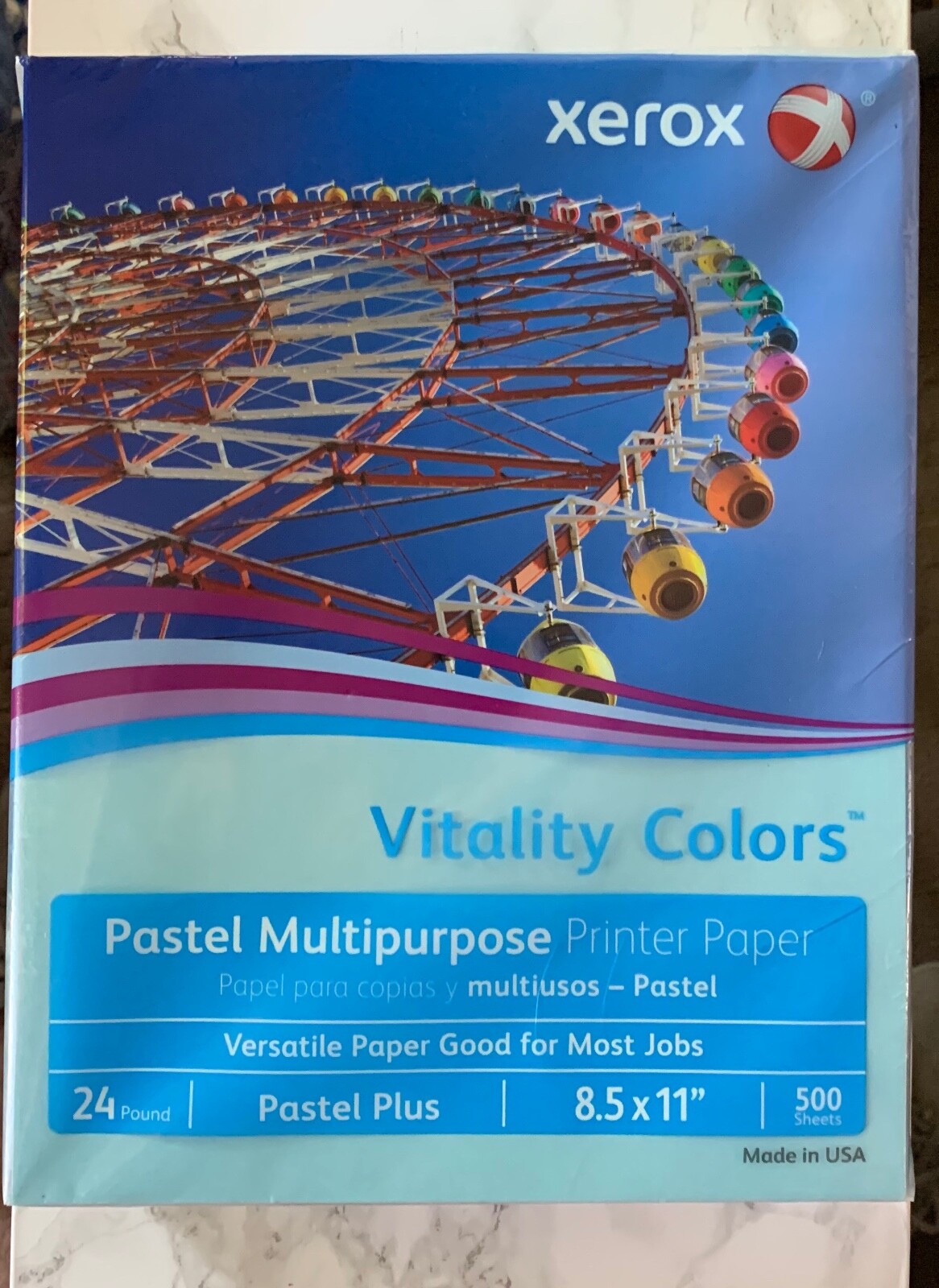 Xerox Vitality Colors Copier Printer Paper, Letter Size, Blue, 500-Pk ...