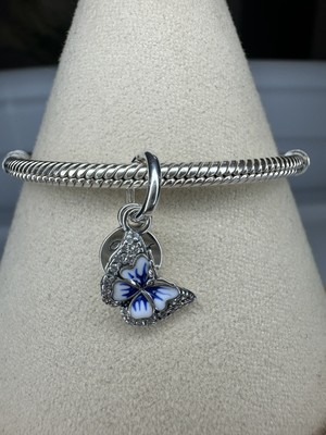 Authentic Pandora Blue Butterfly & Quote Double Charm 790757C01 Dangle ...