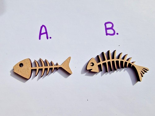 Fish Bone Shaped Laser cut MDF Craft Shapes Wooden Embellishment ...