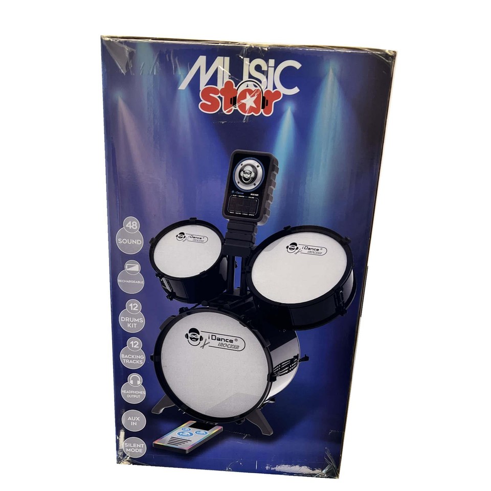iDance Music Star 12-Pc Electronic Drum Kit, 48 Sounds, Recharge, w ...