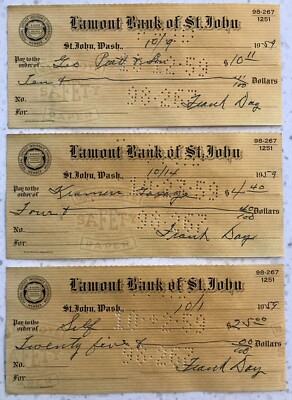 Vintage Bank Checks Lamont Bank St. John Wa 1959 | eBay