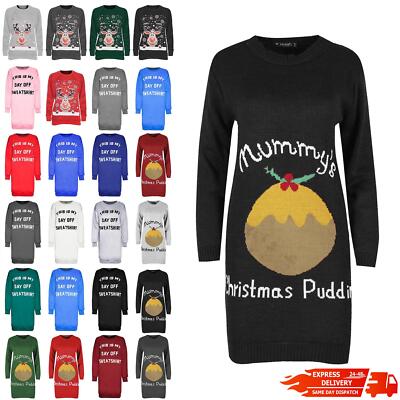 Ladies Womens Mummy's Pudding Full Sleeves Knit Oversized Christmas ...