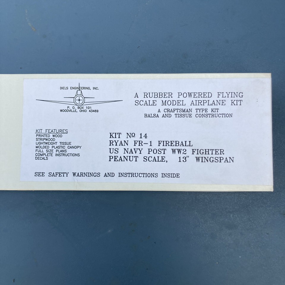 DIELS ENGINEERING Ryan FR-1 Fireball 13” airplane Balsawood Model Kit ...