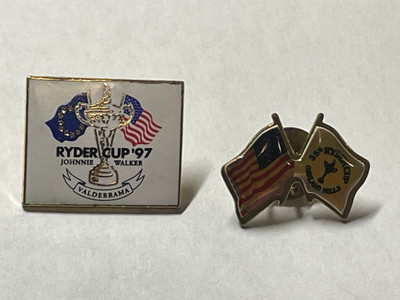 2 Rare Ryder Cup Hat/Lapel Pins - 1997 At Valderrama & 2004 At Oakland ...