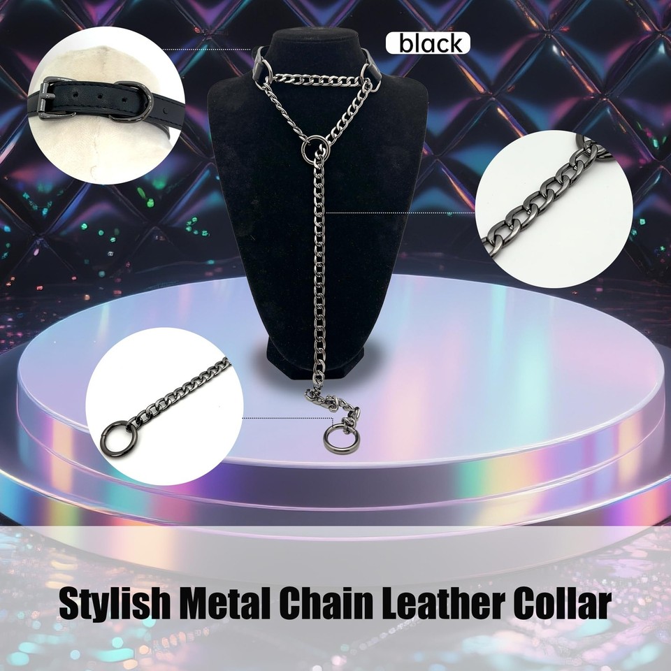 EverGlimp Adjustable Leather Slip Chain Collar Necklace for Women ...