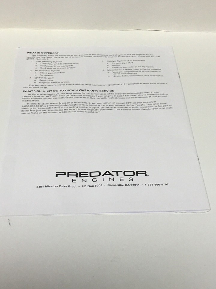 New Predator Hemi 6.5 HP 212cc 60363/621OFA Owners Manual | eBay