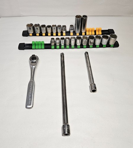 Vintage Craftsman 24 pc 3/8" drive MM Metric socket set Made in USA | eBay