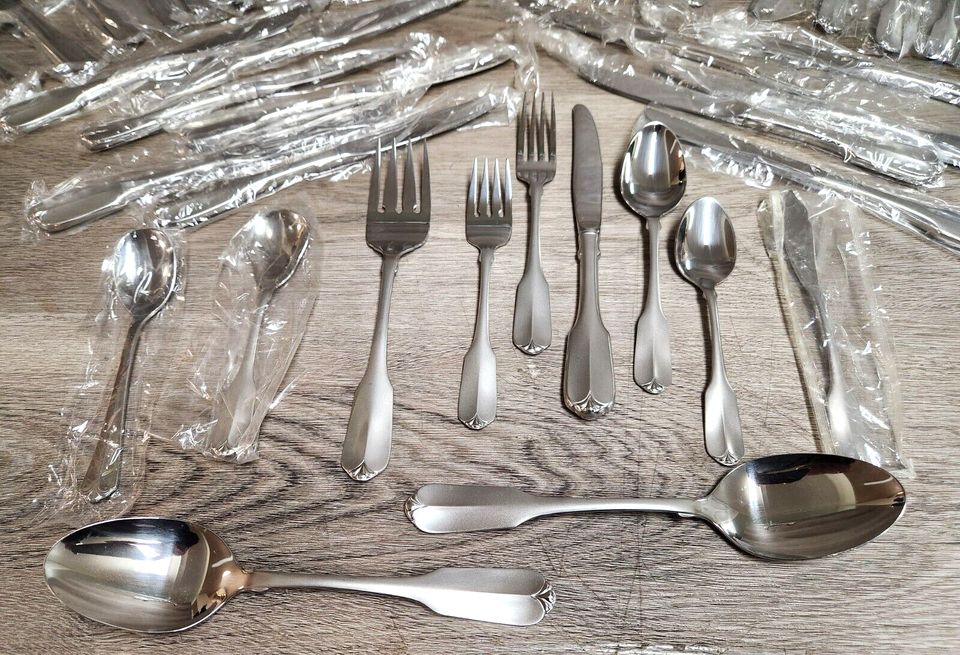 ONEIDA CUBE 18/10 STAINLESS SATIN GLORIA FLATWARE SET SERVICE FOR 12 66 ...