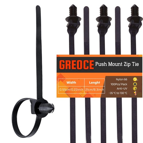 100PCS 8.3" Fir Tree Push Mount Zip Ties Heavy Duty Nylon Cable Ties ...