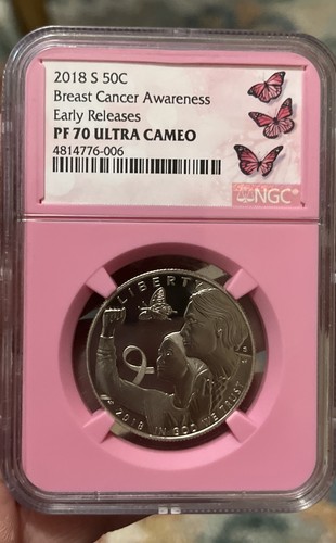 2018-S PF70 by NGC BREAST CANCER AWARENESS COIN. Early Release Ultra ...