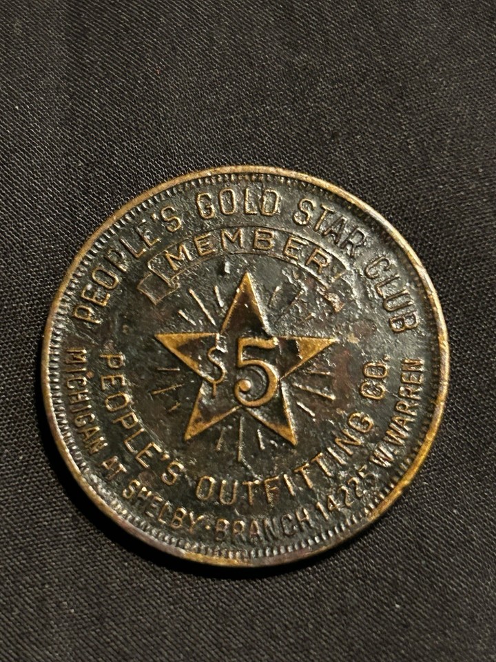 Detroit Shelby MI People’s Outfitting Company $5 On $50 Gold Star Club ...